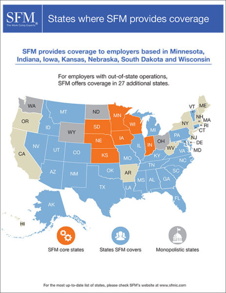states-coverage-map-homepage - SFM Mutual Insurance