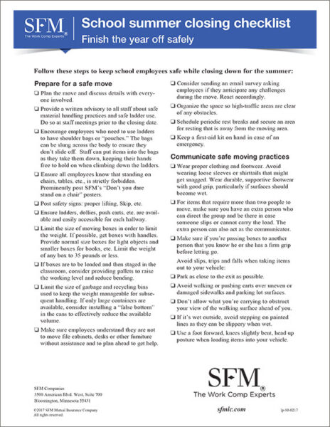 summer-closing-checklist - SFM Mutual Insurance
