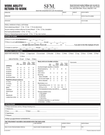 work-ability-return-to-work-form - SFM Mutual Insurance